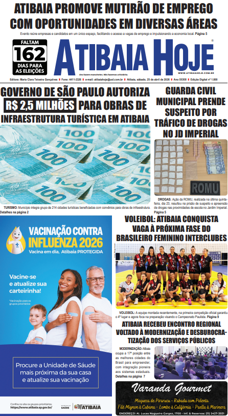 Jornal Atibaia Hoje – Edição 1800 (25/04/2026) - Atibaia Hoje